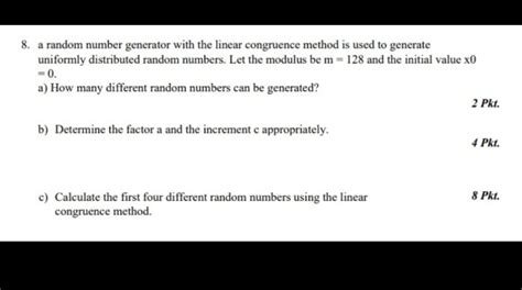 solved 8 a random number generator with the linear