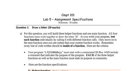 Lab Assignment Specifications Pdf Docdroid