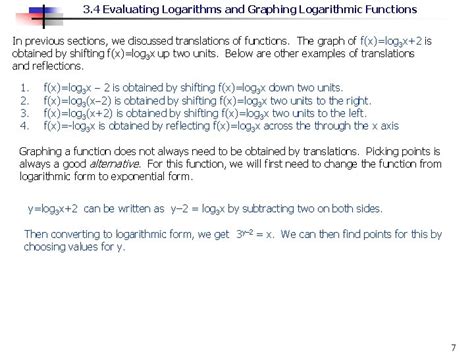 3 4 Evaluating Logarithms And Graphing Logarithmic Functions