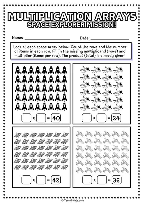 Free Multiplication Arrays Worksheets Teach Prints