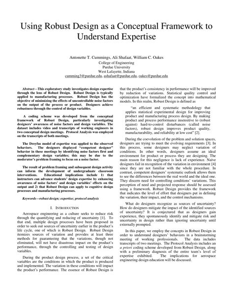 Pdf Using Robust Design As A Conceptual Framework To Understand Expertise