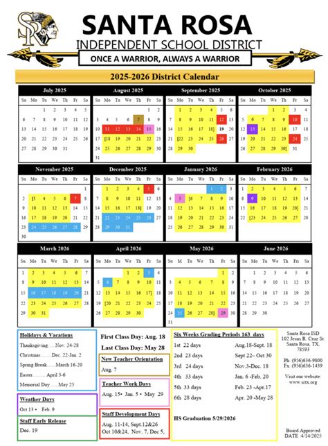 Santa Rosa City Schools Calendar 2025 2026 Printable Calendar