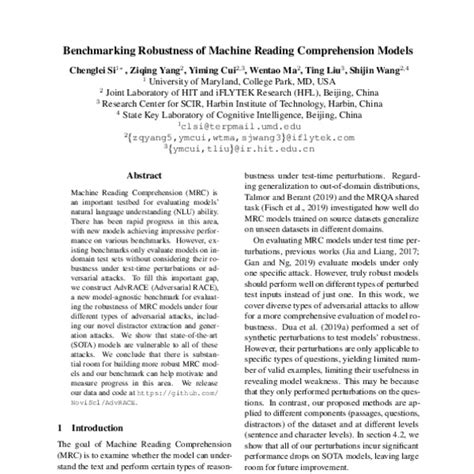 Benchmarking Robustness Of Machine Reading Comprehension Models Acl Anthology