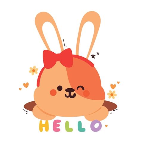 Premium Vector Hand Drawing Cartoon Bunny Inside A Hole Cute Animal