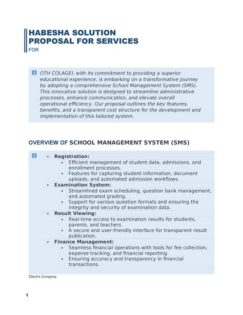 Proposal Summary Computer Programming Habesha Solution Proposal For