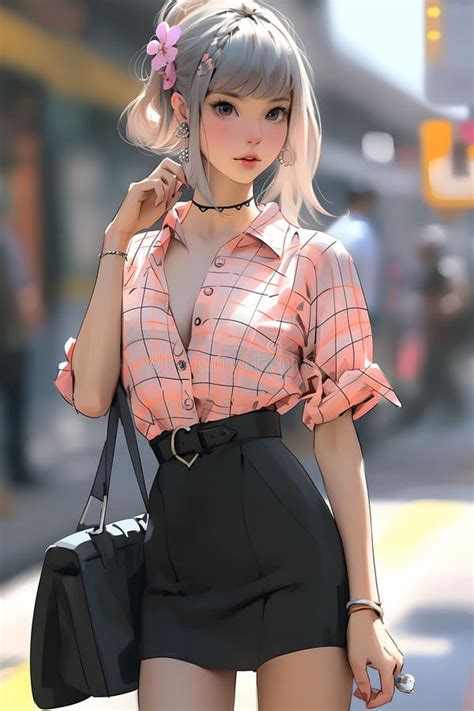 A Pretty Anime Girl In Formal Outfit Generated By Ai Stock Illustration