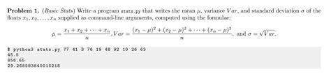 Solved Problem 1 Basic Stats Write A Program Stats Py