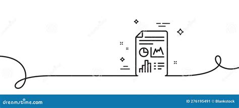 Report Document Line Icon Column Graph Sign Continuous Line With Curl Vector Stock
