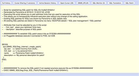 panorama handle sql patches for oracle db