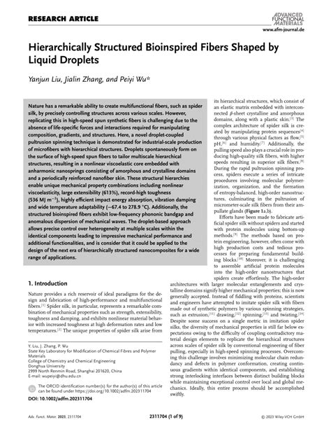Hierarchically Structured Bioinspired Fibers Shaped By Liquid Droplets Request Pdf