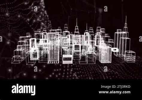 Animation Of 3d Model Of Buildings Rotating Around Wave Patterns And