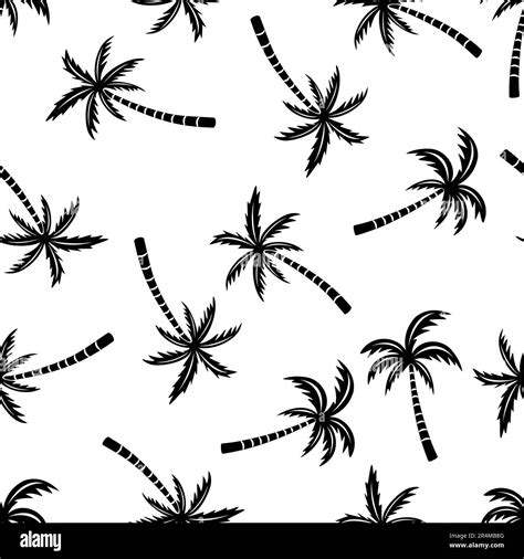 Palm Tree Seamless Pattern On White Background Stock Vector Image And Art Alamy