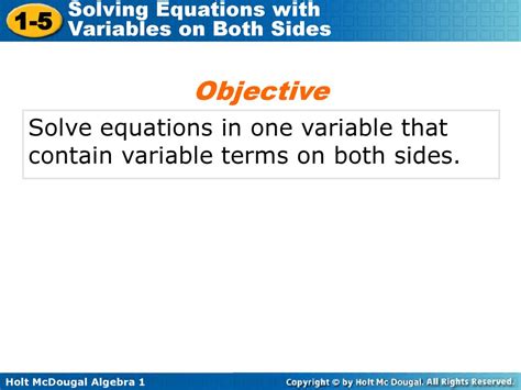 Solving Equations With Variables On Both Sides Ppt Download