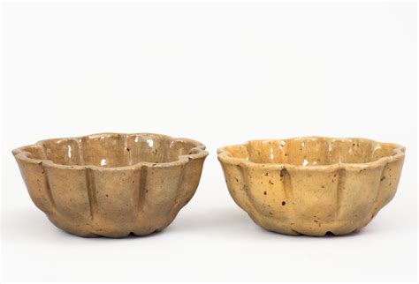 Two Glazed Attrib John Bell Waynesboro Pa Redware Pudding Molds