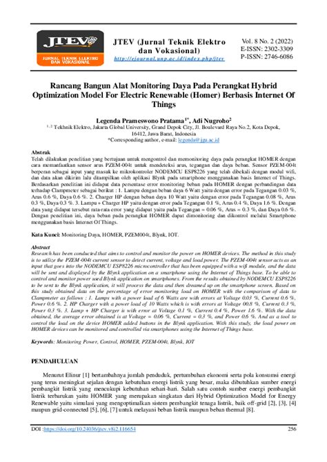 Pdf Rancang Bangun Alat Monitoring Daya Pada Perangkat Hybrid Optimization Model For Electric