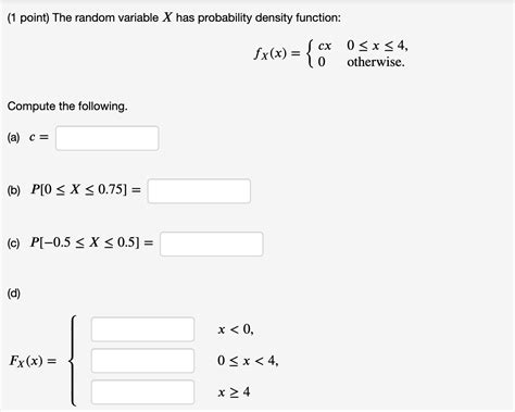 Solved Point The Random Variable X Has Probability Chegg Com