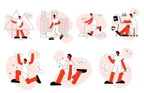 남자 캐릭터 평면 일러스트레이션 프리미엄 벡터