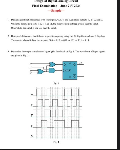 Solved Design Of Digital Analog CircuitFinal Examination Chegg Com