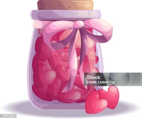 흰색 배경에 하트가 있는 유리 항아리 로맨스 사랑 발렌타인 데이의 개념 나비매듭에 대한 스톡 벡터 아트 및 기타 이미지 나비매듭 다중 색상 달콤한 음식 Istock