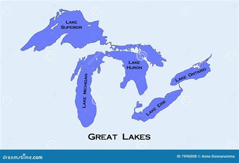 All The Great Lakes Vector Map Isolated On White Background High
