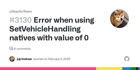 Error When Using Setvehiclehandling Natives With Value Of 0 · Issue