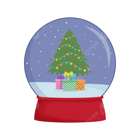 Snow Globe With A Christmas Tree Snowball Merry Town Png And Vector