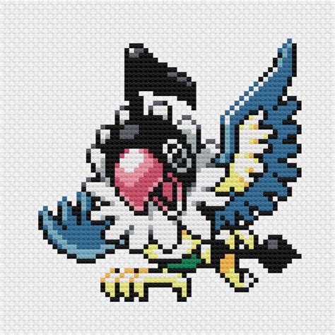 Chatot Cross Stitch Pattern Pdf Instant Download Retro Sprite Switch Game Handheld Pixel Art