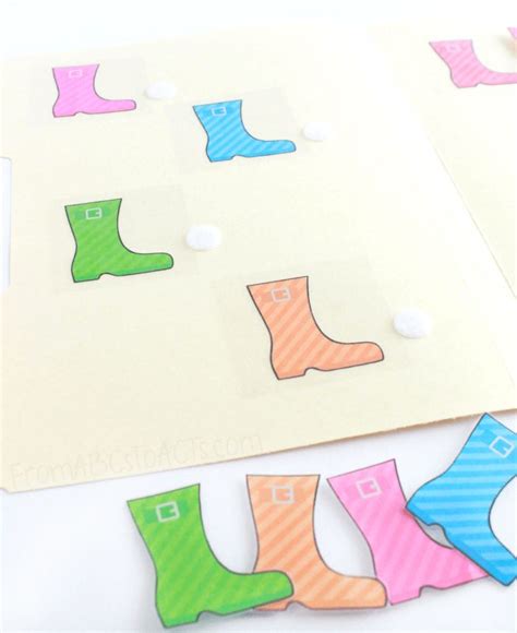 Rain Boot Color Matching File Folder Game