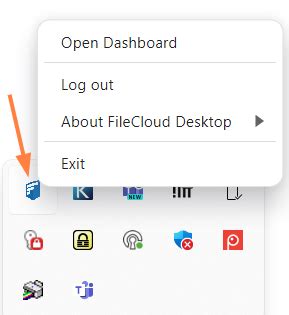 Working From The FileCloud Desktop For Windows Taskbar Icon FileCloud