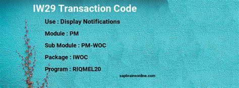 IW29 SAP Tcode For Display Notifications