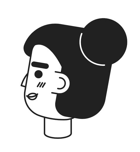 모습의 인도 소녀 검은색과 ⁇ 색 2d ⁇ 터 아바타 일러스트레이션 탑 노트 머리카락 남아시아 여성 윤 ⁇ 만화 캐릭터 얼굴