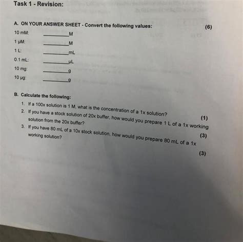 A ON YOUR ANSWER SHEET Convert The Following Chegg Com