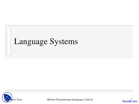 Language Systems Modern Programming Languages Lecture Slides Docsity