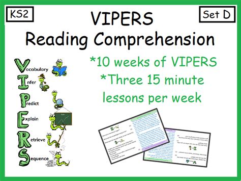 10 Weeks Of Vipers Reading Comprehension Set D Teaching Resources