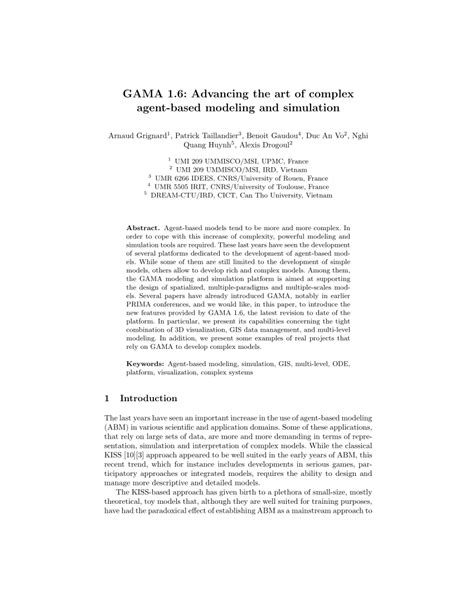 Pdf Gama 16 Advancing The Art Of Complex Agent Based Modeling And Simulation