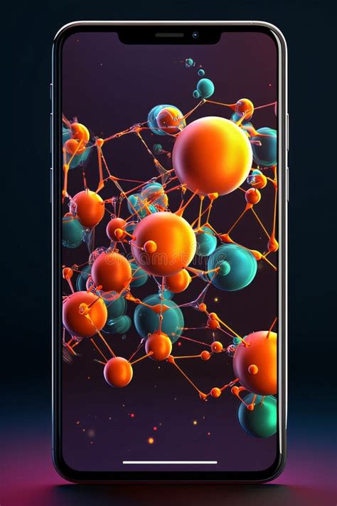 Modern Mobile Phone With Abstract Molecule Structure On The Screen Vector Illustration Stock