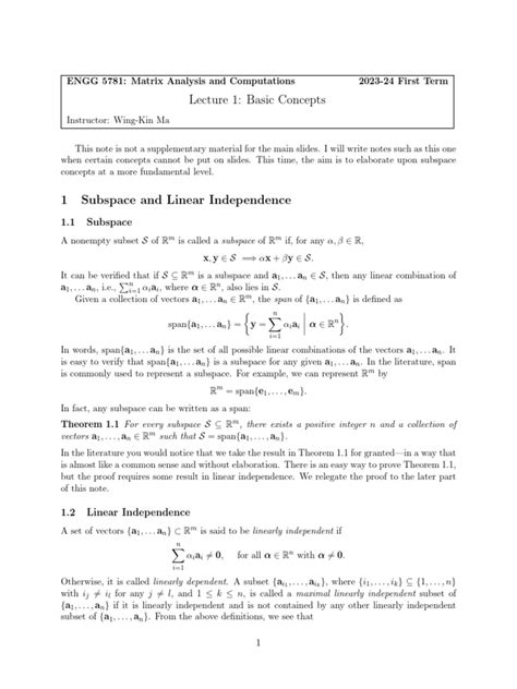 Matrix Note Pdf Eigenvalues And Eigenvectors Linear Subspace