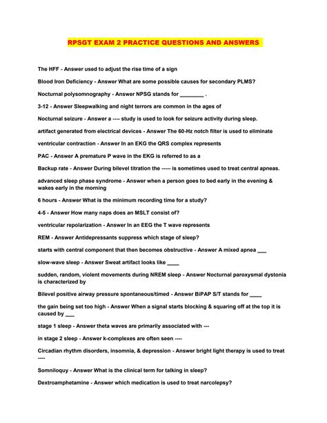 Rpsgt Practice Exam First Sleep School 59 Off