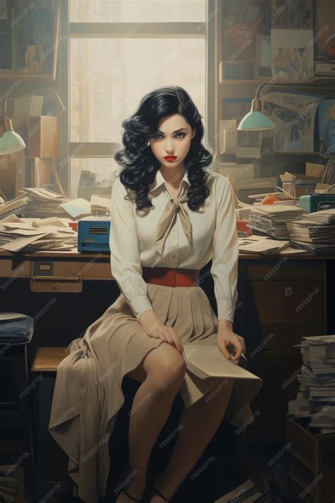 Premium Ai Image Lois Lane Mid20s As A 1940s Newspaper Woman Sitting
