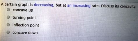 Solved A Certain Graph Is Decreasing But At An Increasing Rate Discuss Its Concavity Concave