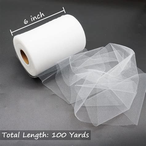 6 Inch By 100 Yards White Tulle Fabric Roll Perfect For Tutus