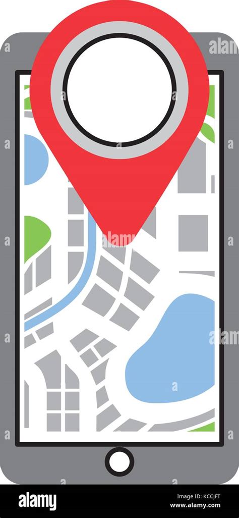 Navigation Gps On Smartphone With Map Pointer And City Stock Vector