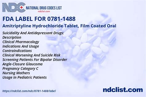 Fda Label For Amitriptyline Hydrochloride Tablet Film Coated Oral Indications Usage