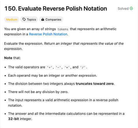 Leetcode 150 Evaluate Reverse Polish Notation 刷題之旅 Shannons Blog
