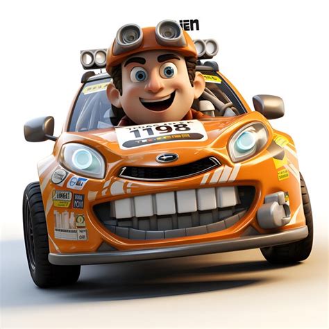3d Illustration Of Cartoon Character With Drivecartoon Car Premium Ai
