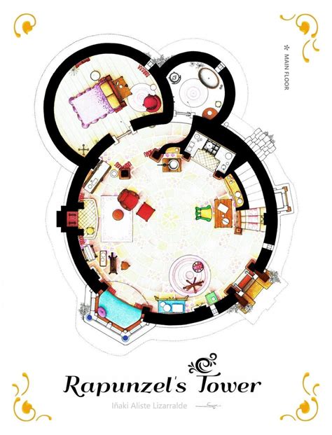 Layout Of Rapunzels Tower From Tangled Main Floor Etsy