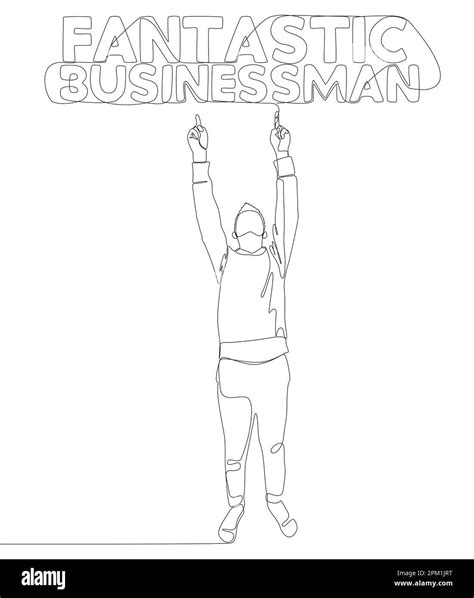 One Continuous Line Of Man Pointing With Finger At Fantastic Businessman Word Thin Line