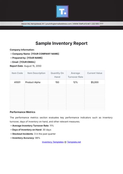 Free Warehouse Inventory Report Template To Edit Online