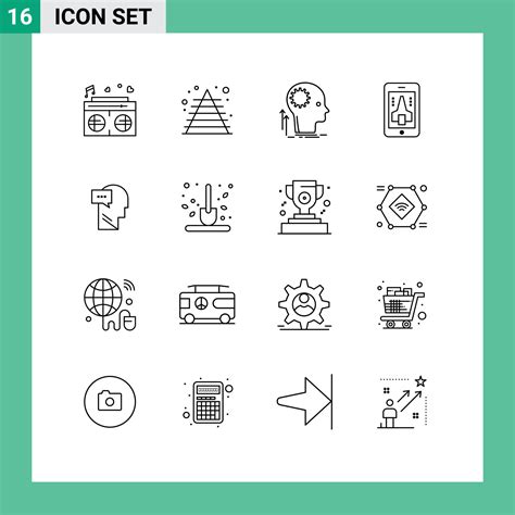 Set Of 16 Modern Ui Icons Symbols Signs For Mind Mobile Mind Playing Brainstorming Editable