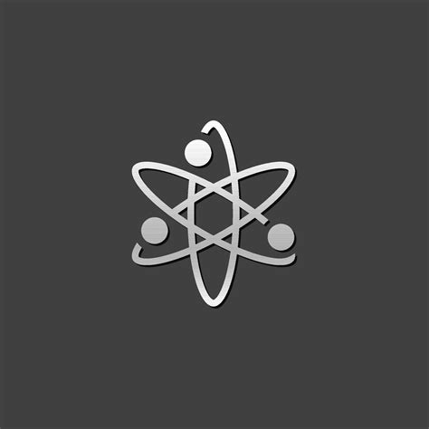 Atom Structure Icon In Metallic Grey Color Style Science Education